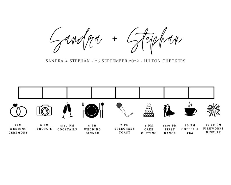 Simple Timeline Template, Schedule of Events, Wedding Party Time Line ...