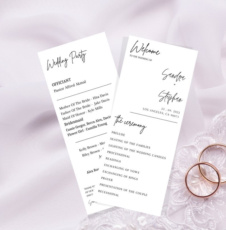 Wedding Program Template, Monogram & Border, Elegant Wedding Ceremony ...