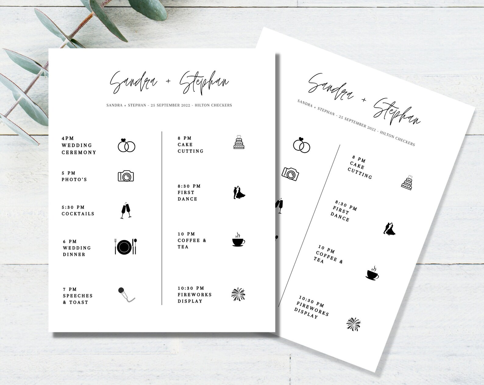 Simple Timeline Template, Schedule of Events, Wedding Party Time Line ...