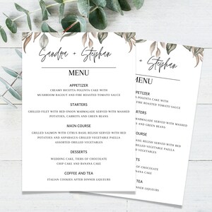 Minimalist Wedding Menu Template, Modern Script Wedding Dinner Menu ...