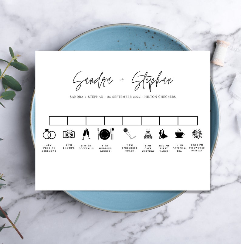 Minimalist Wedding Itinerary Timeline Template (digital Download) - Etsy