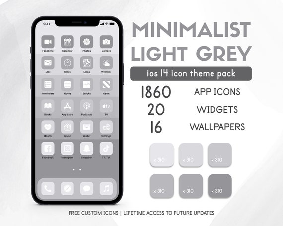 Minimalist Light Grey Iphone Ios 14 Ios 15 App Icons Pack | Etsy
