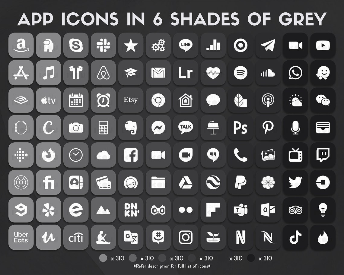 Minimalist Dark Grey iPhone Ios 14 Ios 15 App Icons Pack | Grey ...