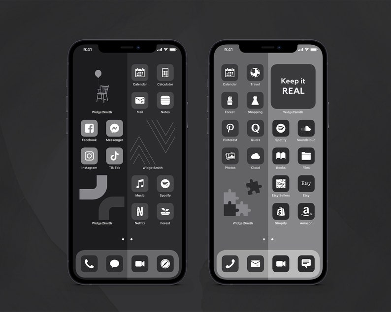 Minimalist Dark Grey iPhone Ios 14 Ios 15 App Icons Pack | Grey ...