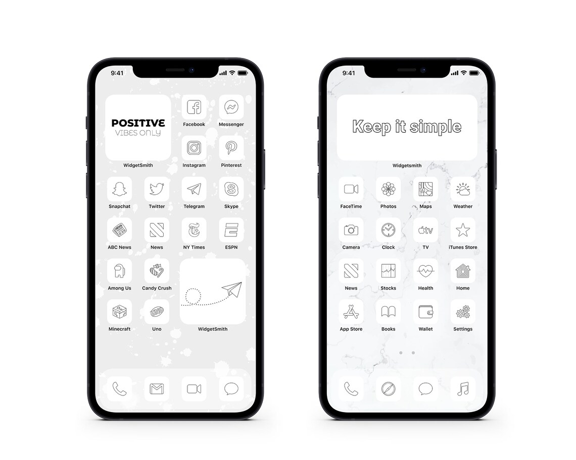 Minimalist White Iphone Ios 14 Ios 15 App Icons Pack White - Etsy