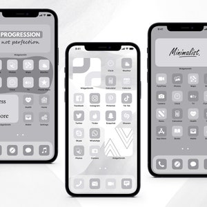 Minimalist Light Grey iPhone Ios 14 Ios 15 App Icons Pack | Grey ...