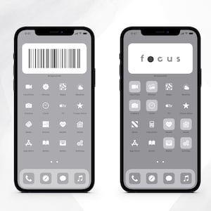 Minimalist Light Grey iPhone Ios 14 Ios 15 App Icons Pack Grey ...