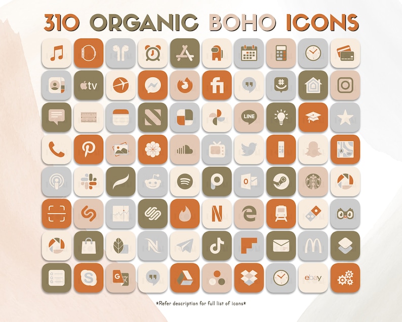 Earth Tone Boho iPhone Ios 14 Ios 15 App Icons Pack | Boho Aesthetic ...