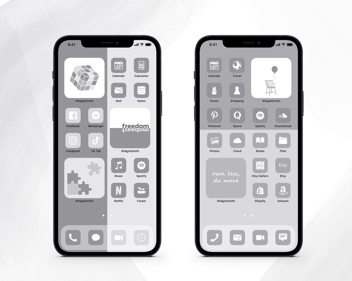 Minimalist Light Grey iPhone Ios 14 Ios 15 App Icons Pack Grey ...