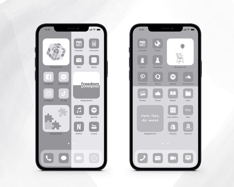 Minimalist Light Grey iPhone Ios 14 Ios 15 App Icons Pack Grey ...