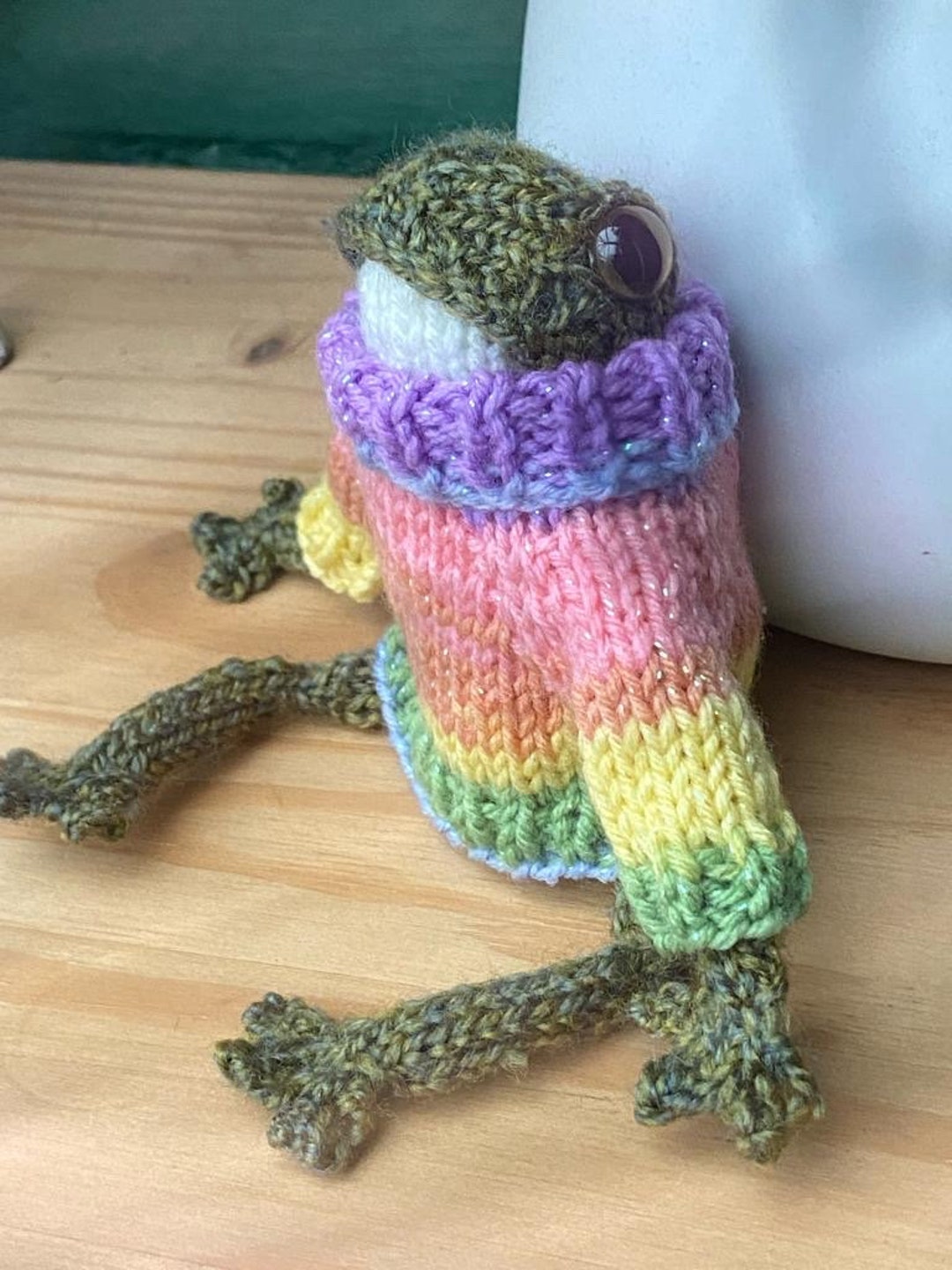 Knitted Frog in a Sweater Handknitted Frog in a Jumper Cute - Etsy