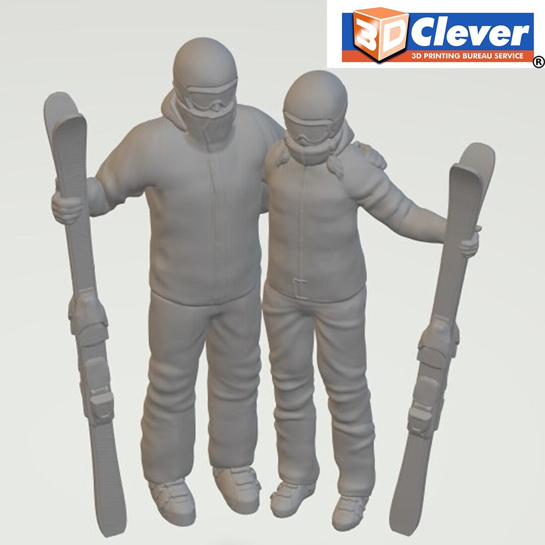 Architectural Model Figures 1:24 Scale, A Pair Skiers, Made by 3dclever ...
