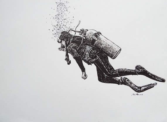 Scuba Diver Drawing