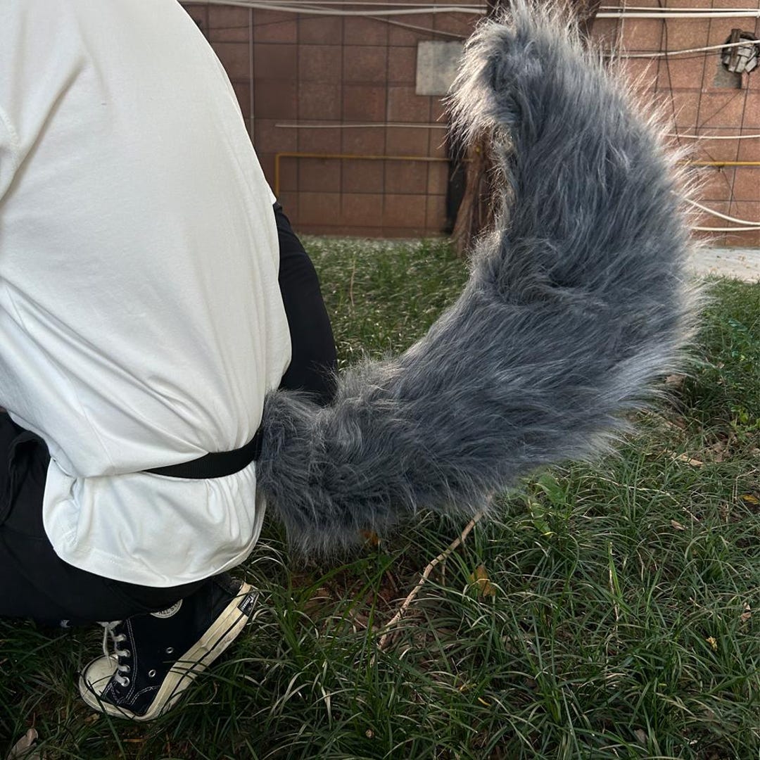 Gray Wolf Tail, Furry, Faux Fur, Cosplay Wolf - Etsy