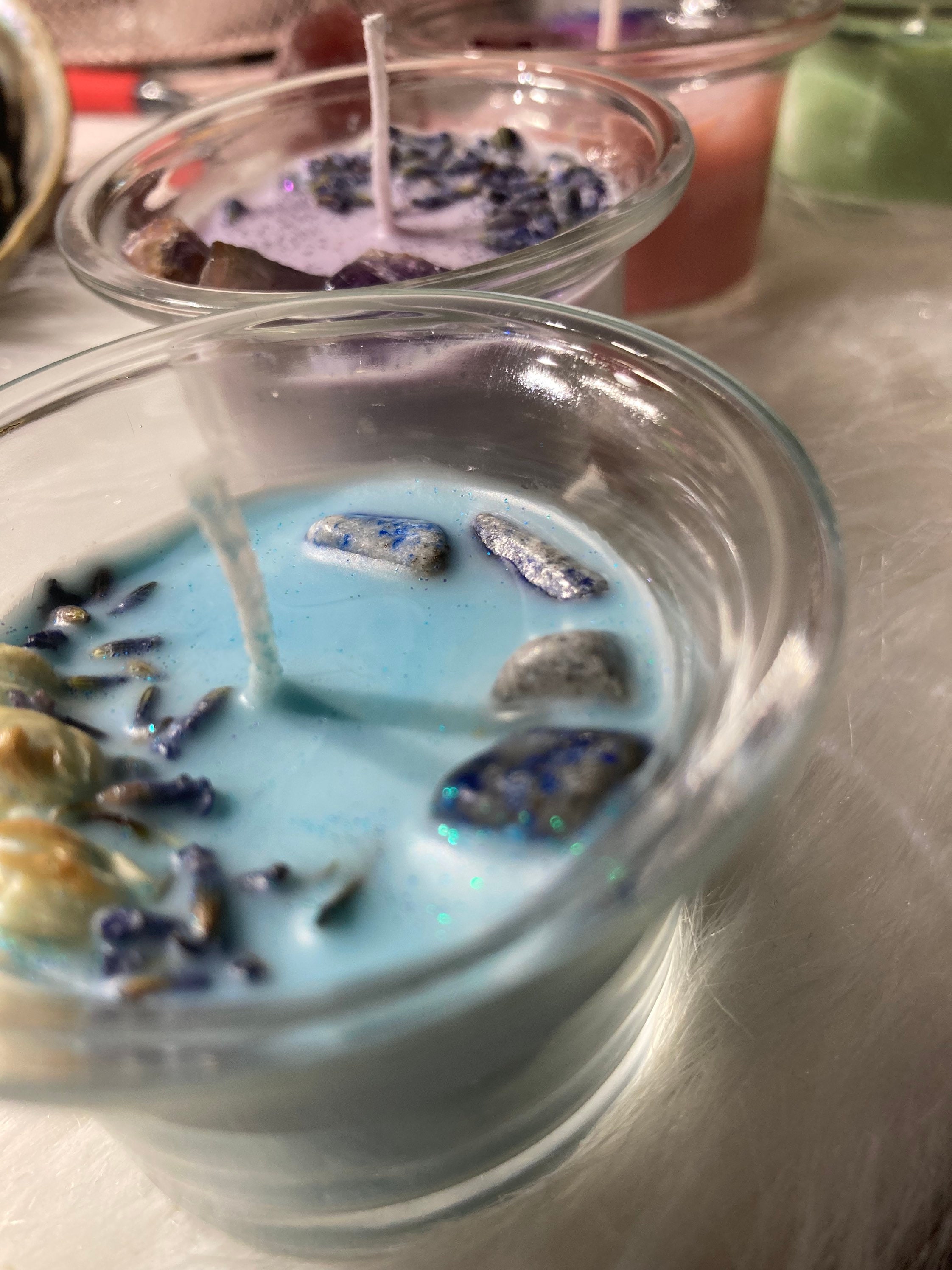 Crystal intention candles herbal and crystal infused | Etsy