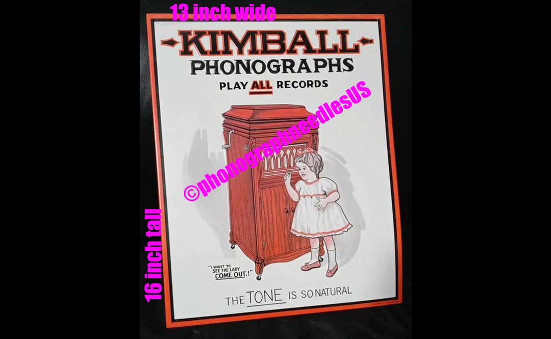 Tin Metal Sign - KIMBALL Phonographs /vintage Style Cabinet Image With ...