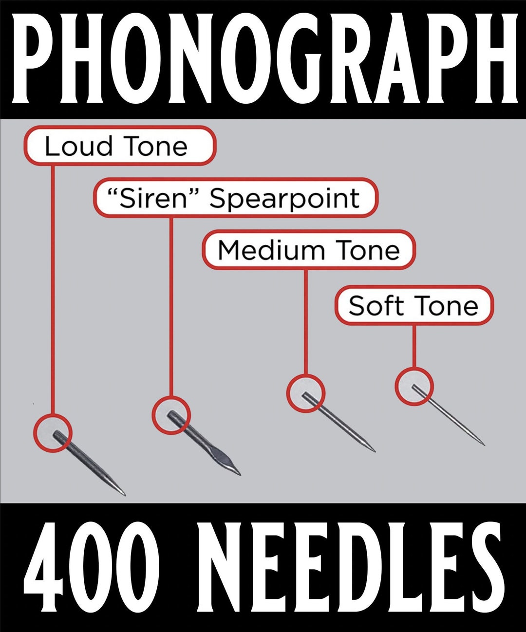400 Steel Needles Total Includes Loud, Medium, Soft & Siren Spearpoint ...