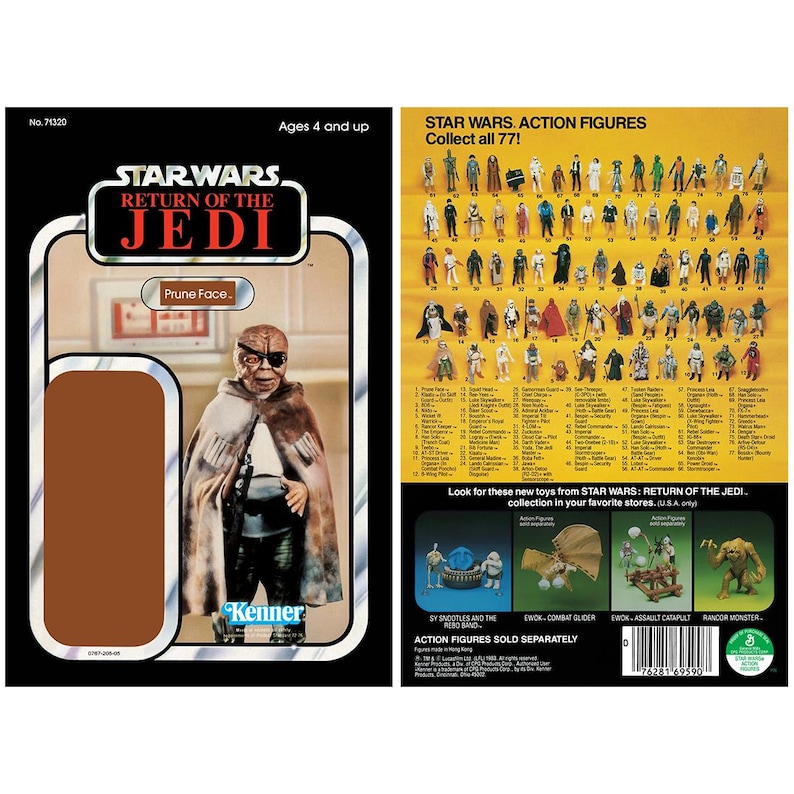 Prune Face - Return of the Jedi - Original Version - Kenner Cardback - Etsy