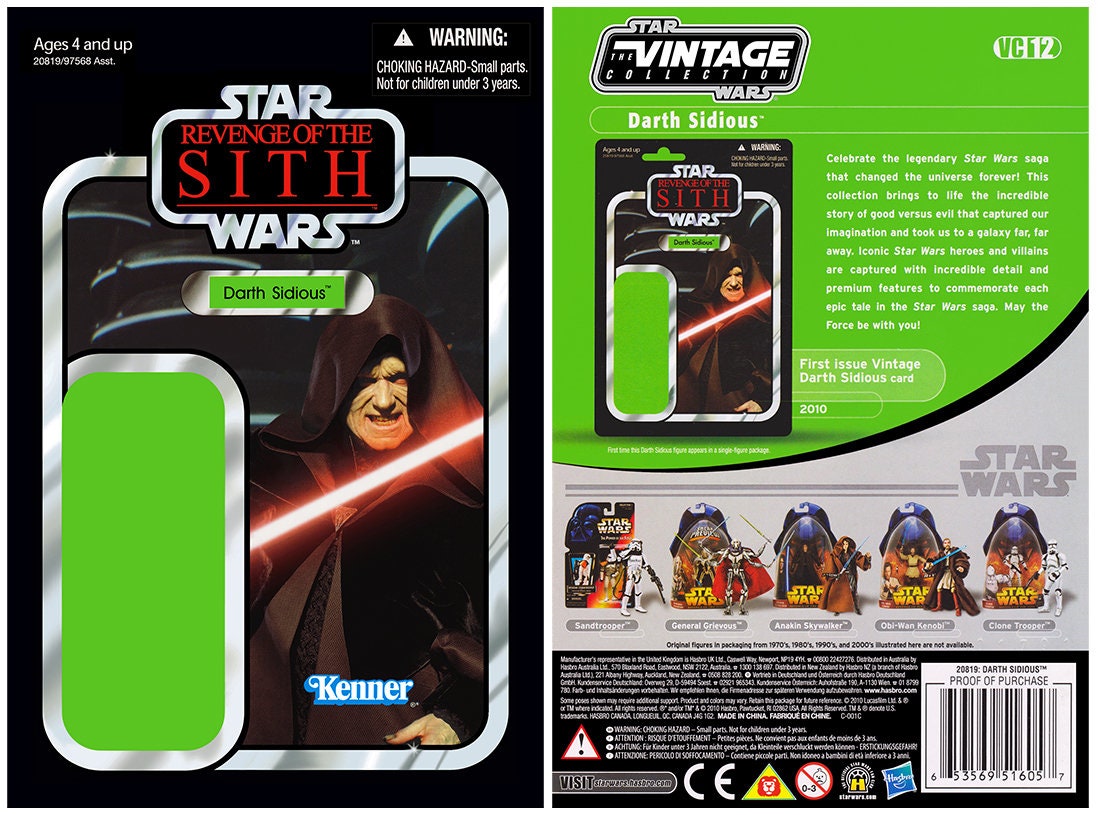 Darth Sidious Revenge of the Sith the Vintage Collection VC12 Kenner Cardback Etsy Canada