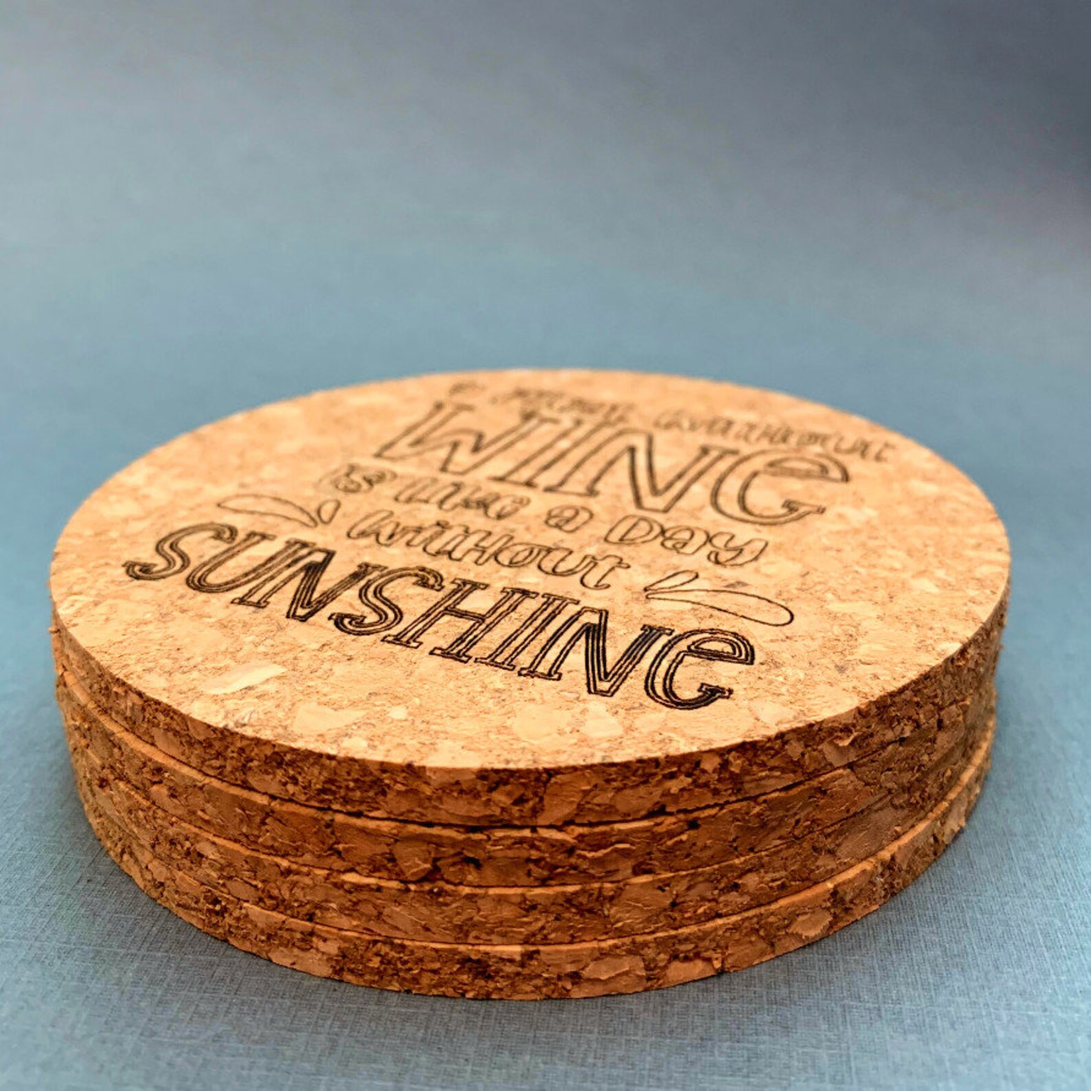 Wine Themed Coasters, Set of 4 Cork Coasters Wine Humor Home Bar Wine ...