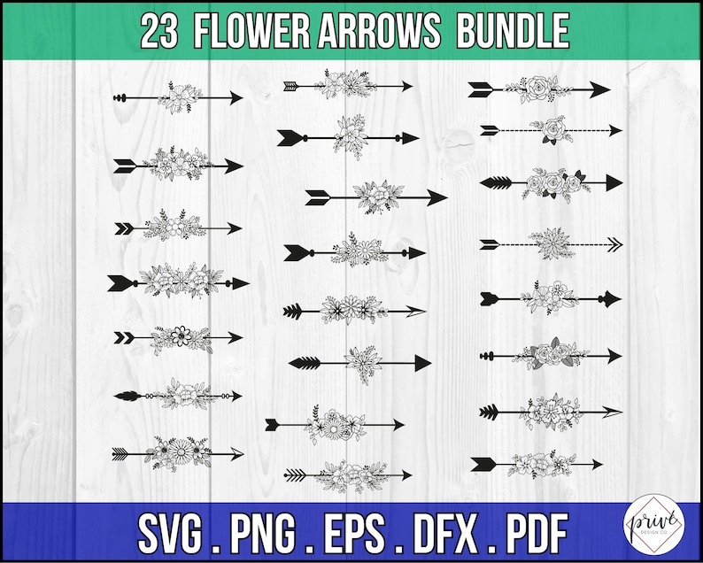 Vector Flower Arrows SVG Bundle for Cricut Arrow Flower Designs for SVG ...