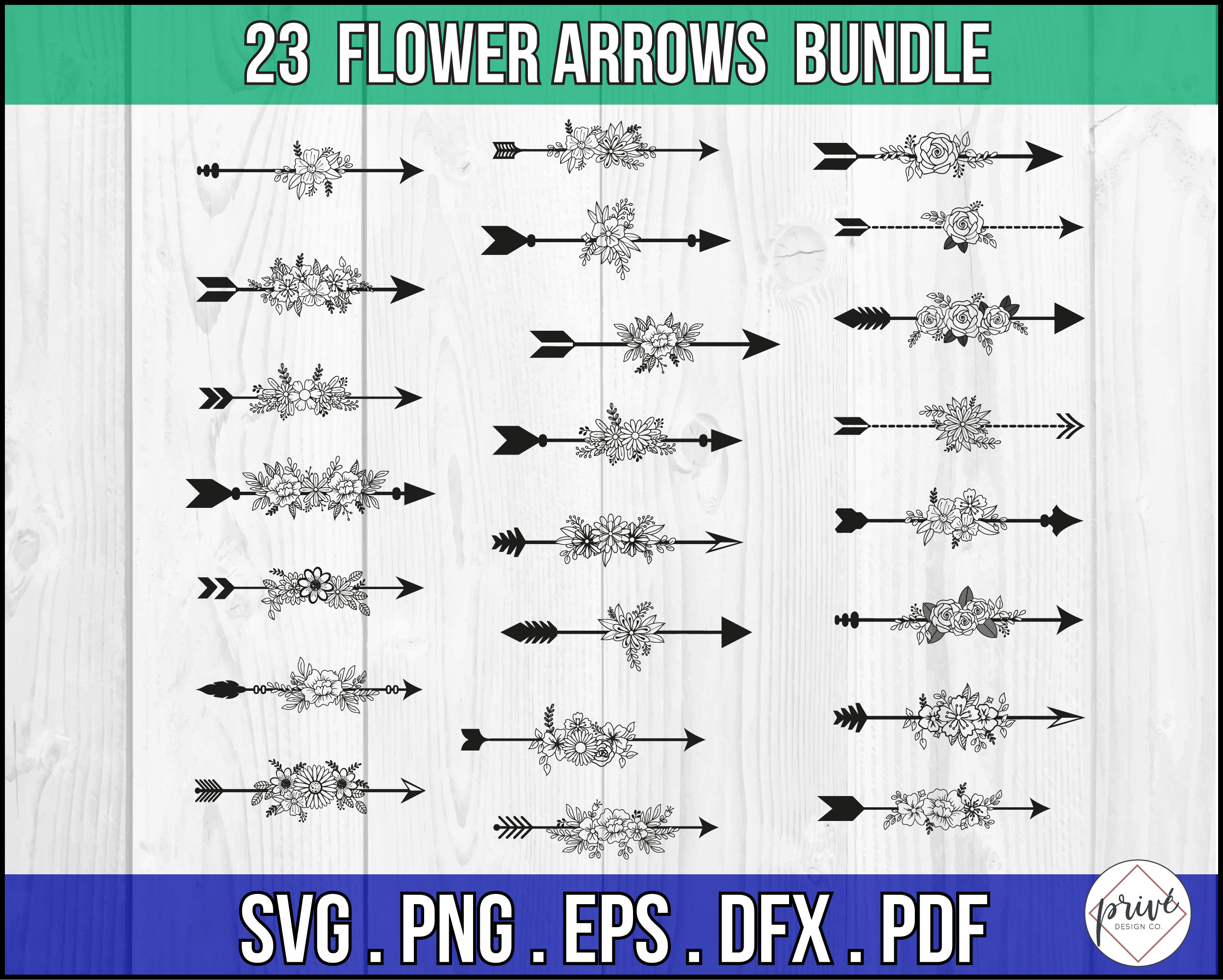 Vector Flower Arrows SVG Bundle for Cricut Arrow Flower Designs for SVG ...