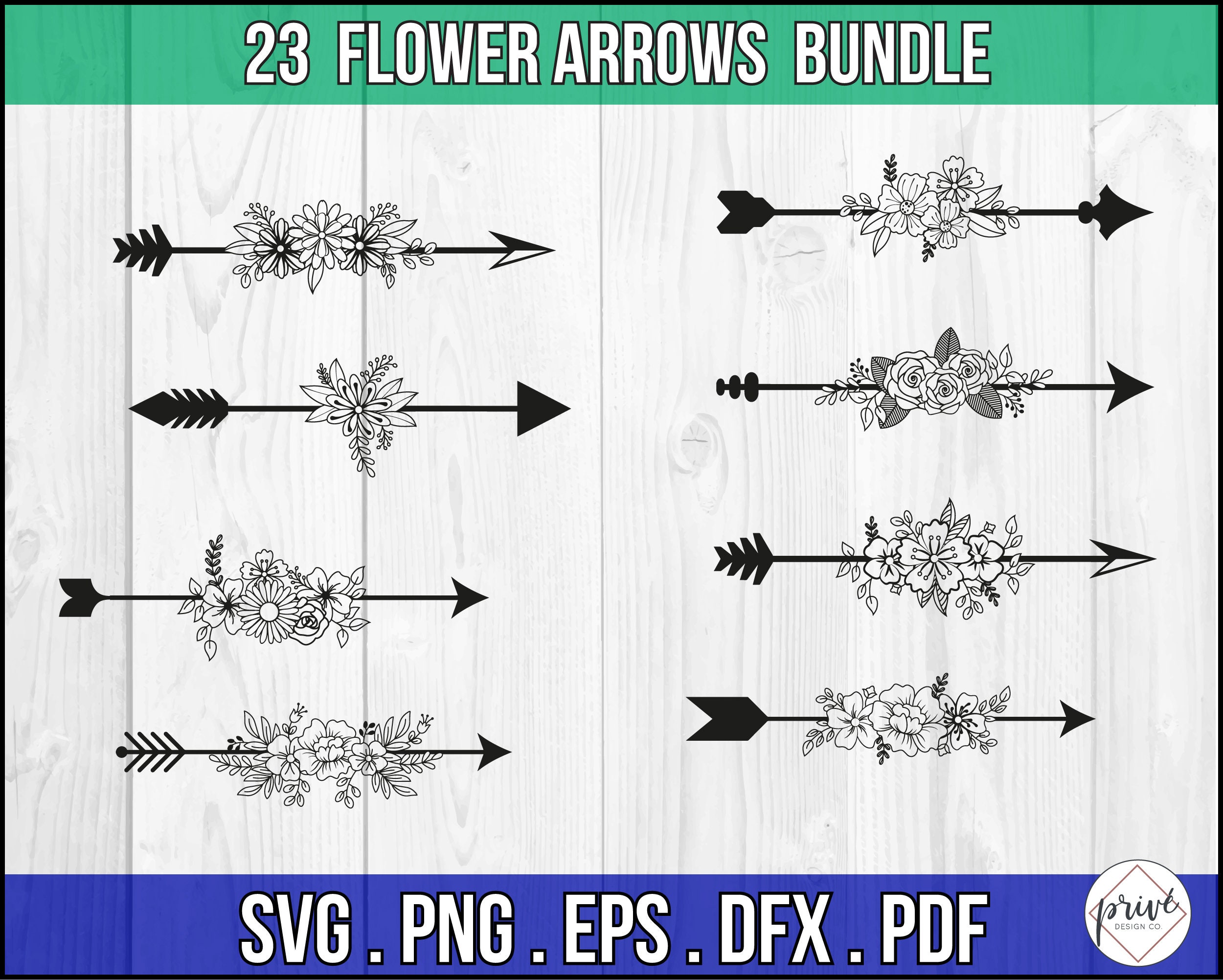Vector Flower Arrows SVG Bundle for Cricut Arrow Flower Designs for SVG ...