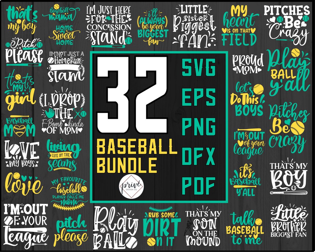 32 Baseball SVG Bundle for DIY Projects Crafting Baseball Bundle ...
