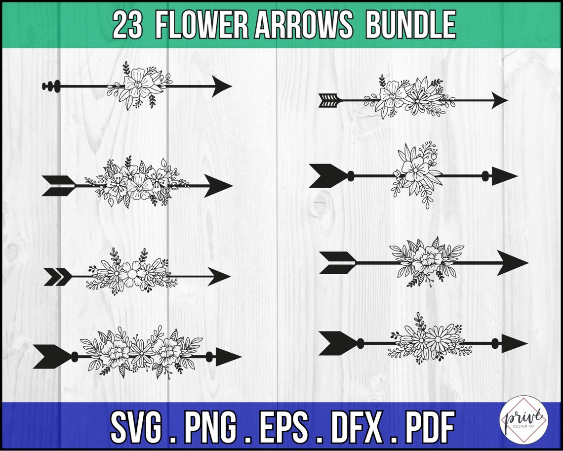 Vector Flower Arrows SVG Bundle for Cricut Arrow Flower Designs for SVG ...