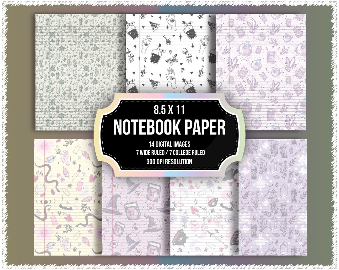 Occult Esoteric Digital Printable Notebook Paper Wide Ruled College ...