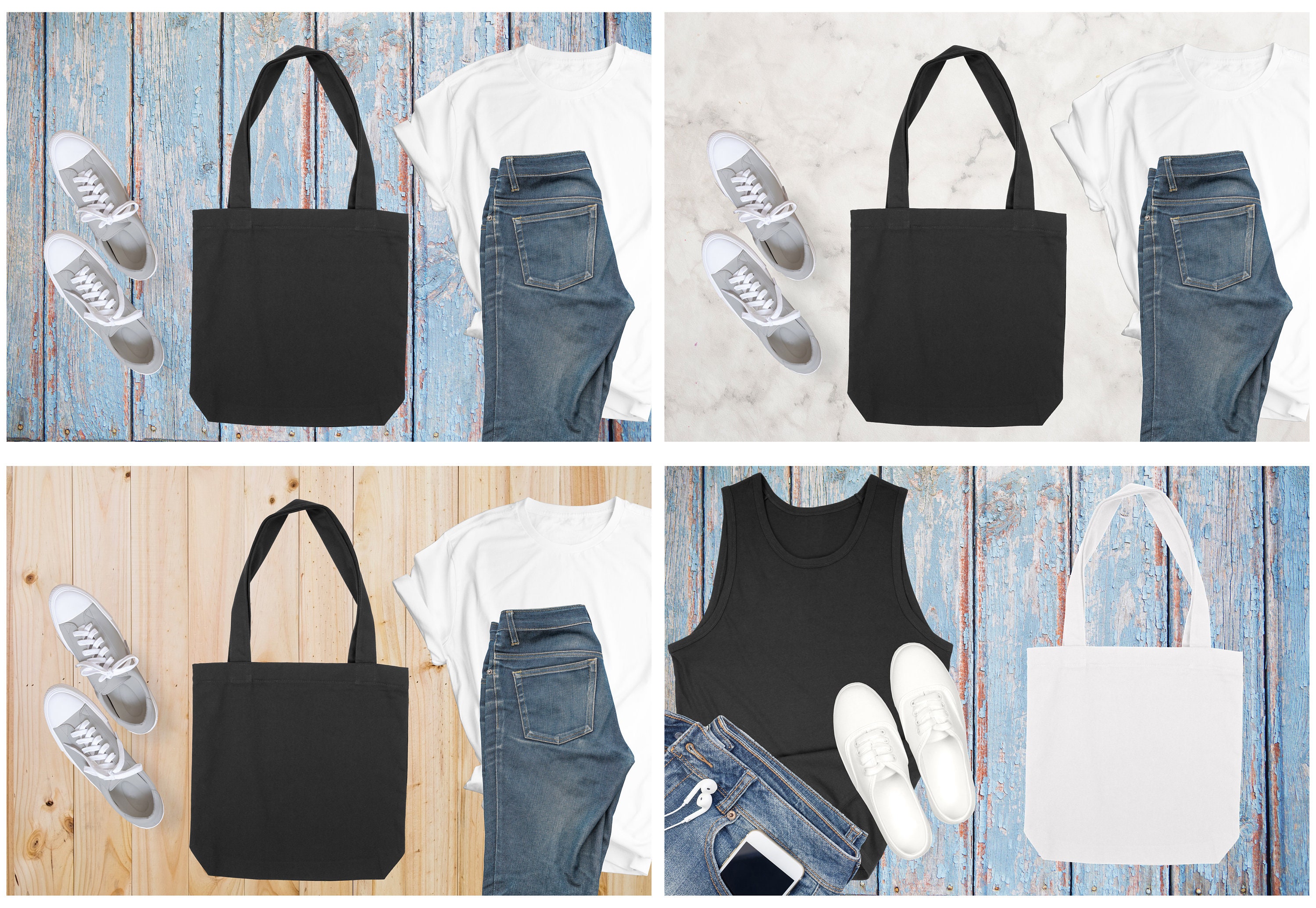 100 Canvas Tote Bag Mockups Bundle Flat Lay Scenes for Mocking up ...