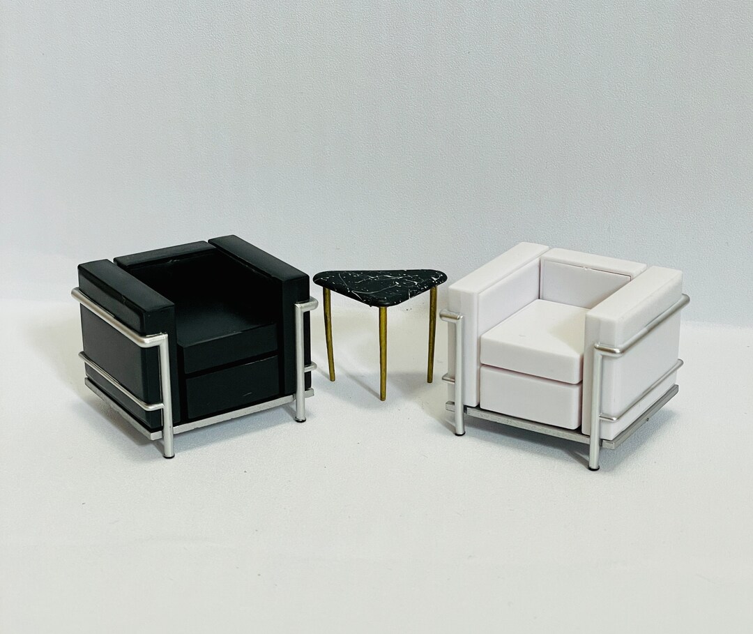 1:24 Miniature Design Collection Cube Sofa-white/black, 1/20 Dollhouse ...