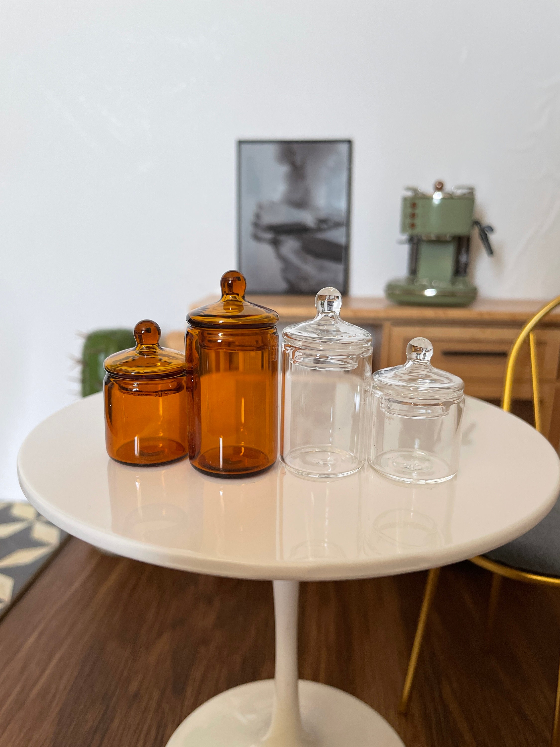 Miniature glass Handcraft Canister With Lid Dollhouse Glass - Etsy