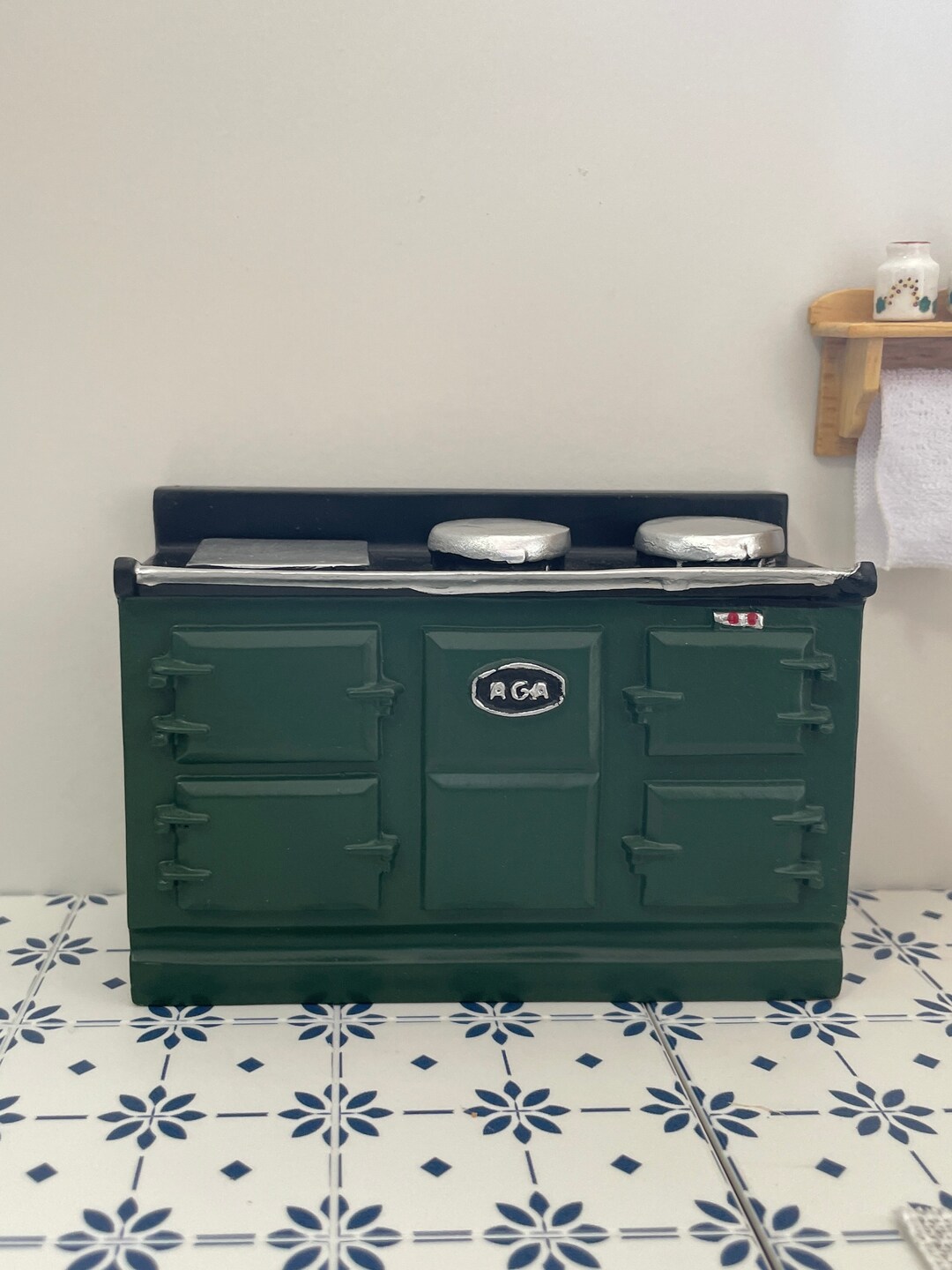 1:12 Dollhouse Miniature Retro Style Aga Triple Gastop Kitchen Stove W ...
