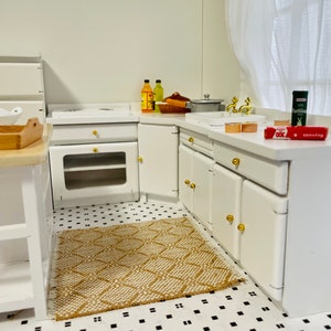 1:12 Scale Dollhouse Miniature Modern Style White Kitchen Cabinets W ...