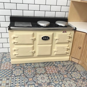1:12 Dollhouse Miniature Retro Style Aga Triple Gastop Kitchen Stove W ...