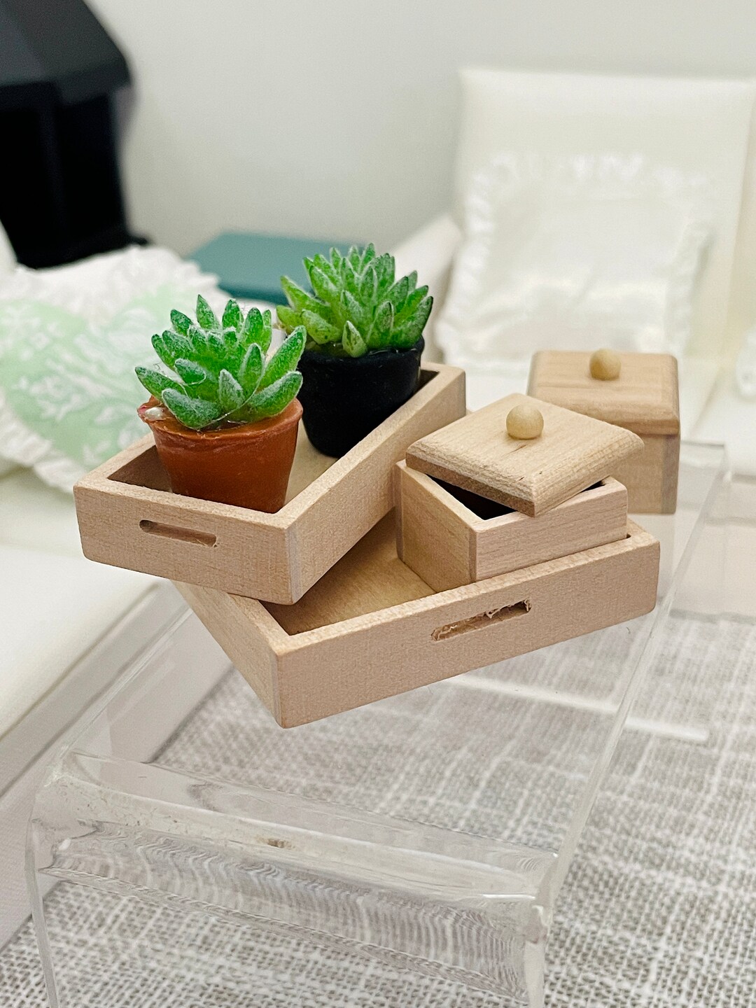 1:12 Scale Dollhouse Miniature DIY Unpainted Wood Serving Tray ...