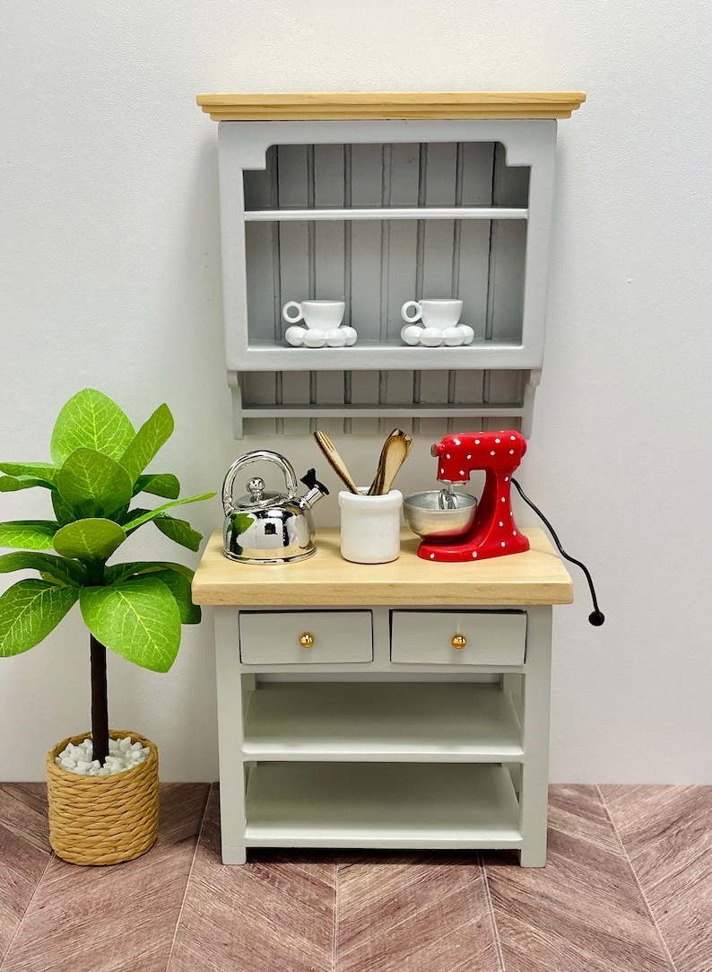 1:12 Dollhouse Miniature Wall Shelf Grey & Wood 1/12 Doll - Etsy