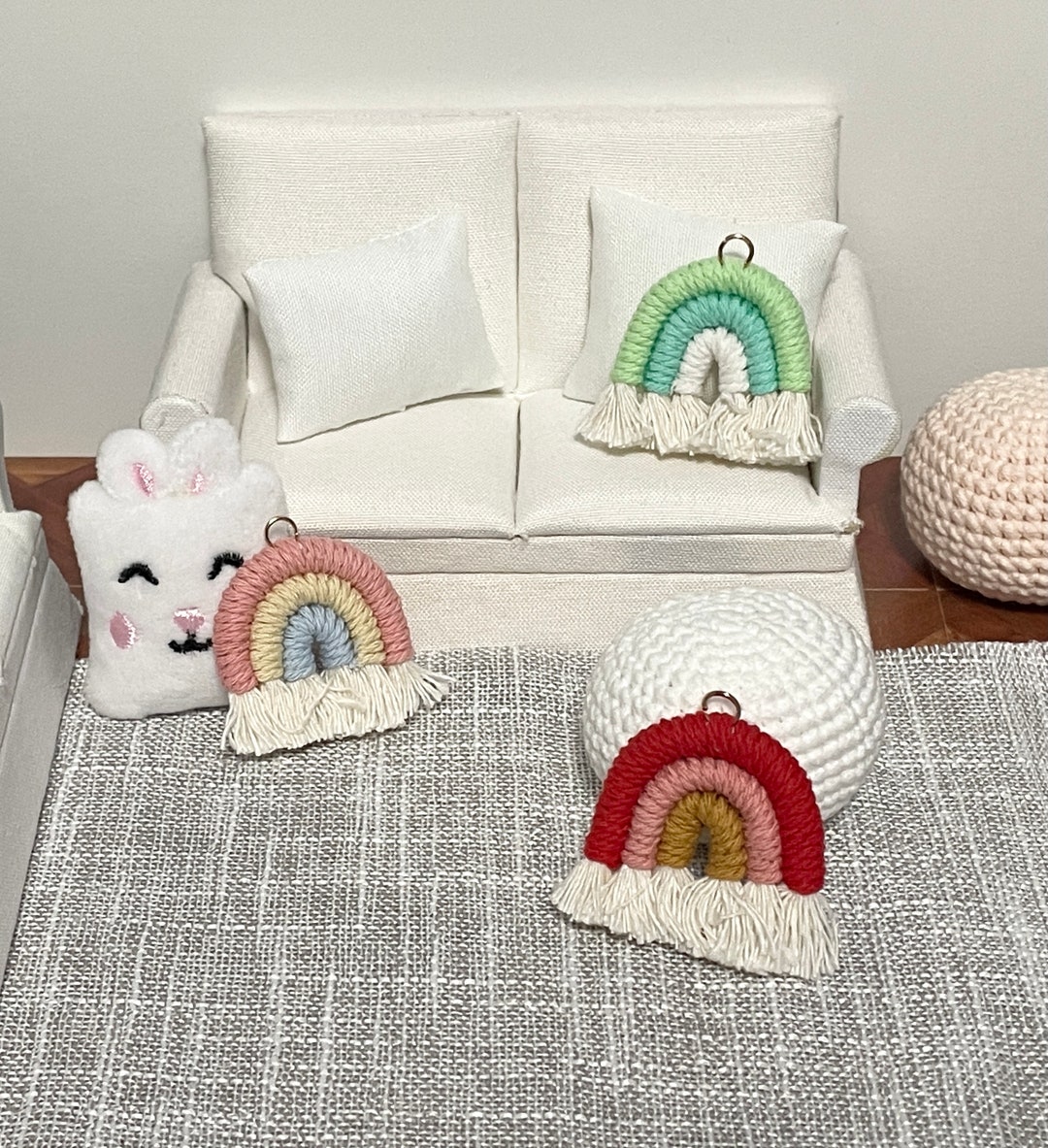 Miniature Multicolour Rainbow Macrame Wall Hanging Art Woven Wall Decor ...