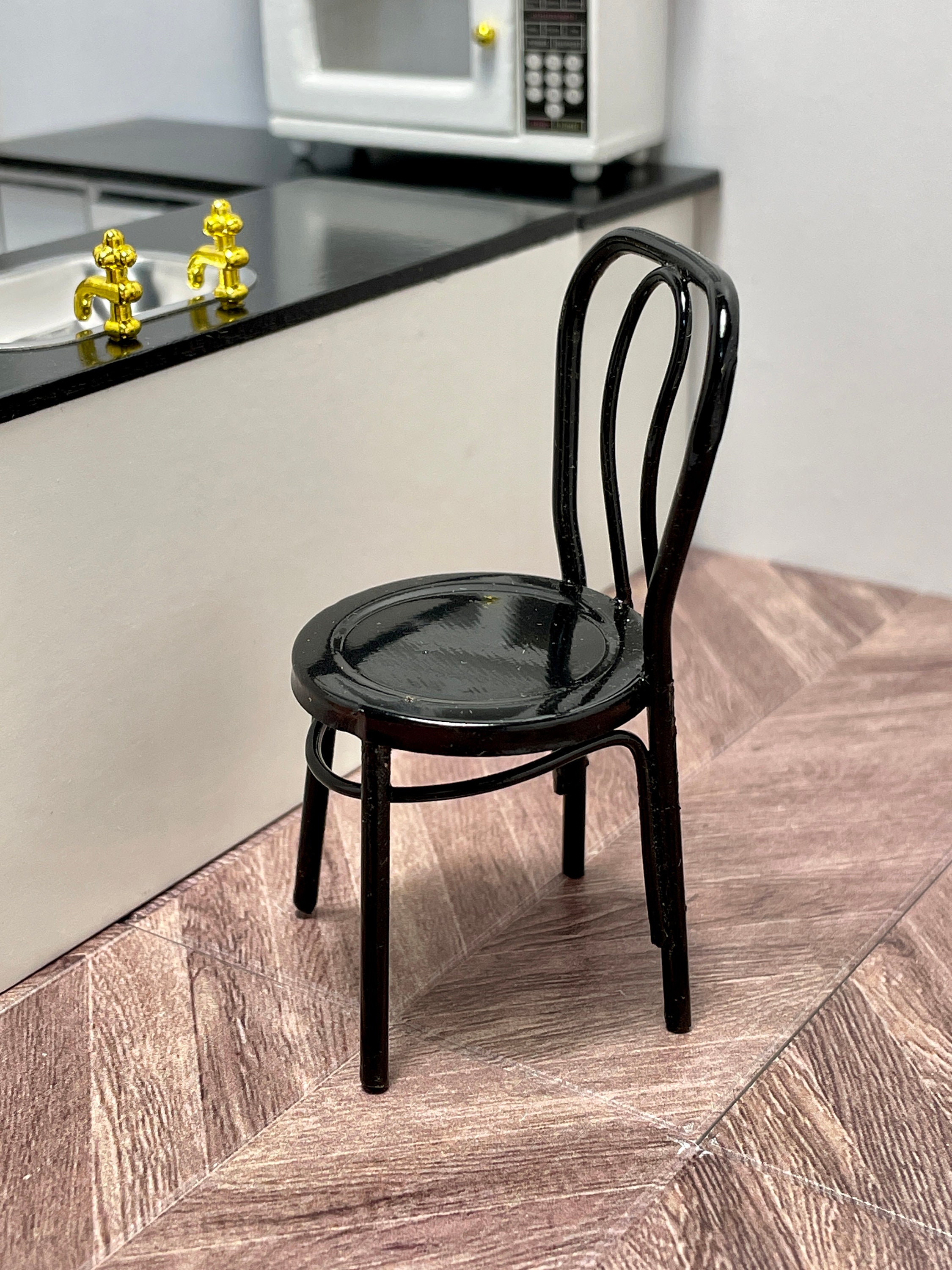 1:12 Scale Miniature Black Metal Dollhouse Chair - Etsy