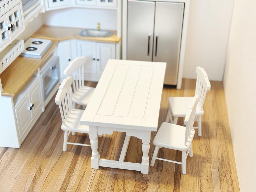 1:12 Scale Dollhouse Miniature Dining Table Chair Set - Etsy