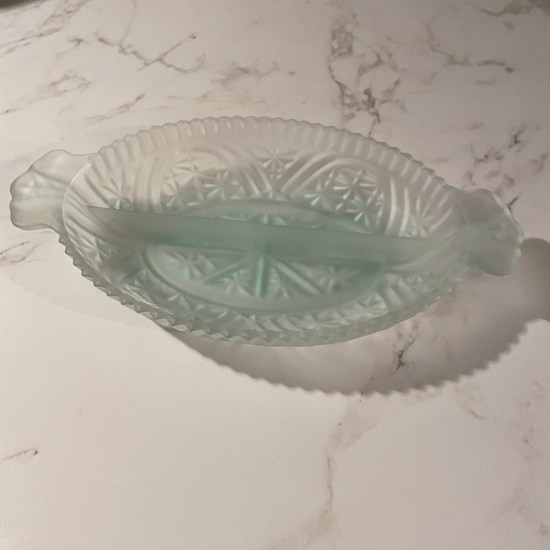 Anchor Hocking Satin Glass Relish Dish Bars and Stars Pattern - Etsy