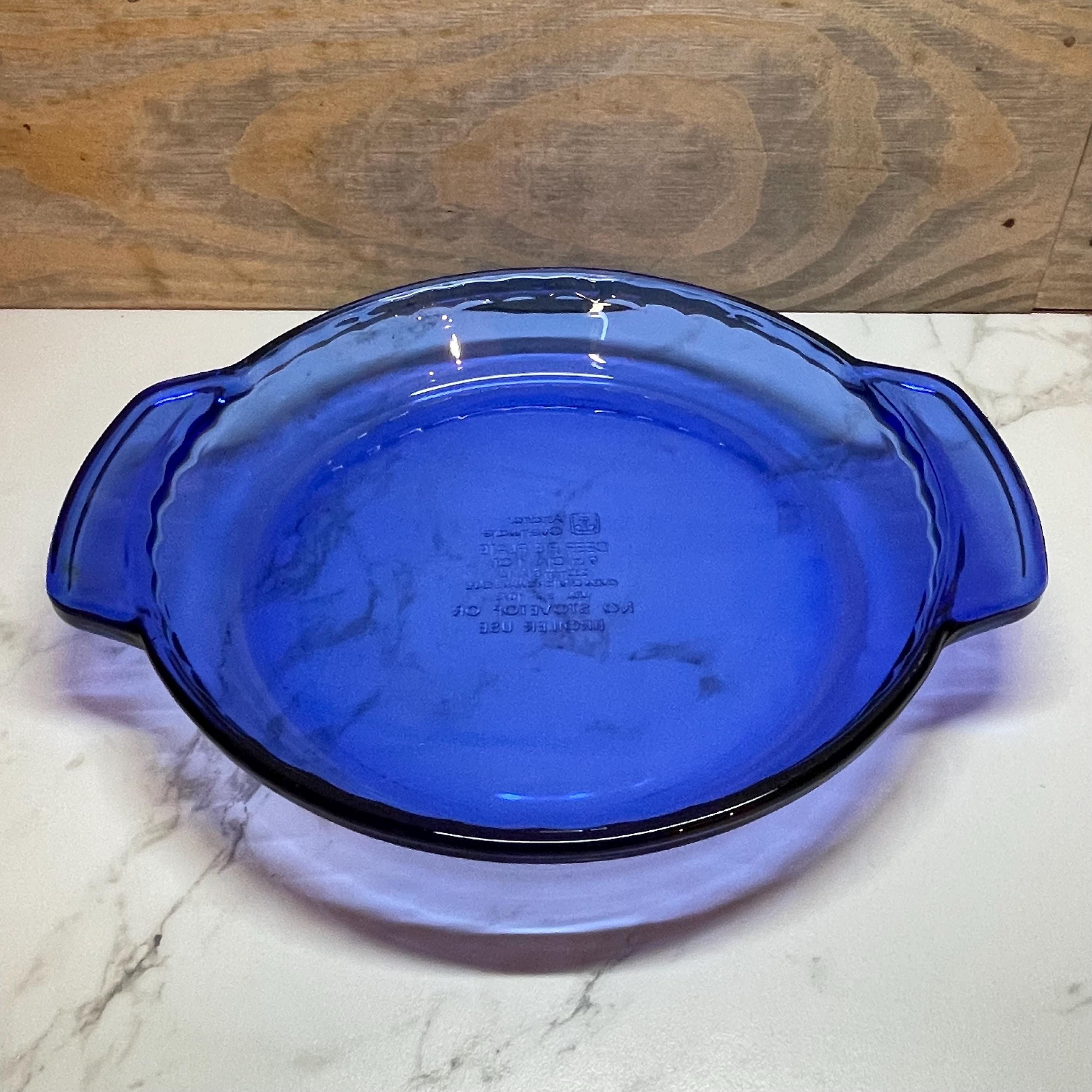 Anchor Hocking Ovenware Cobalt Blue Glass Pie Plate Fluted With Handles ...