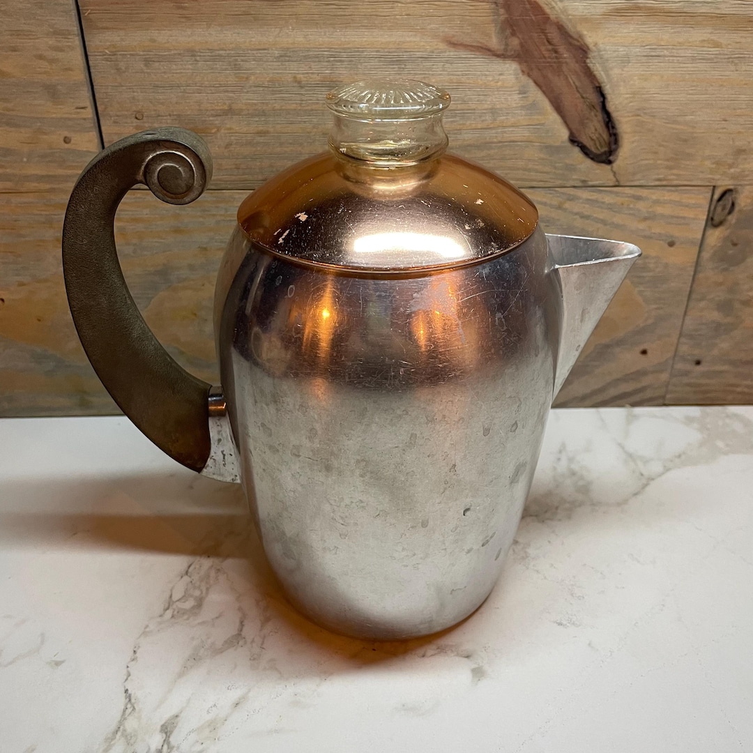 Wear-ever Aluminum Percolator Coffee Pot With Copper Lid 8 Cup - Etsy