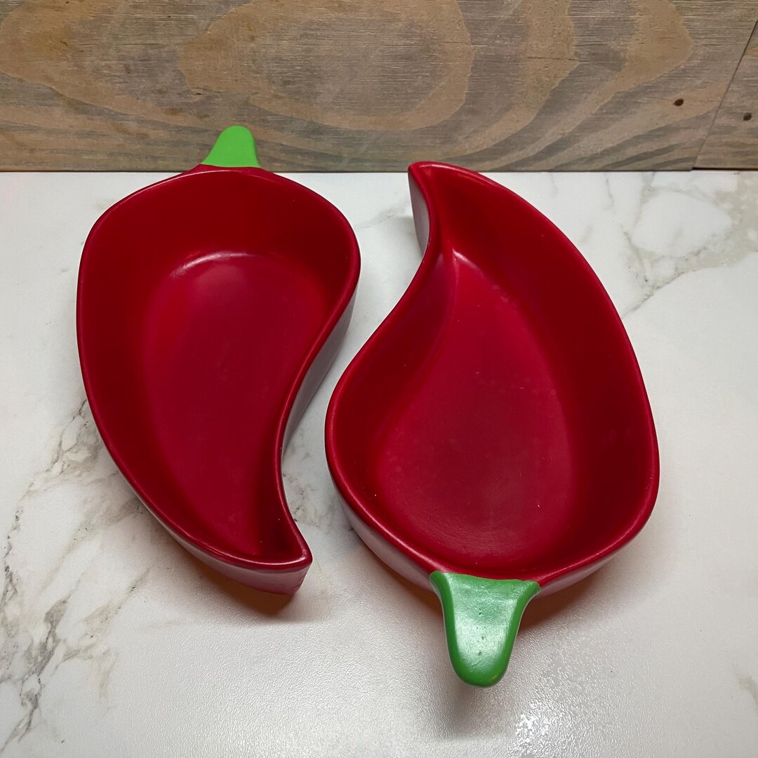 Red Chili Pepper Ceramic Salsa Serving Bowl Set of 2 - Etsy