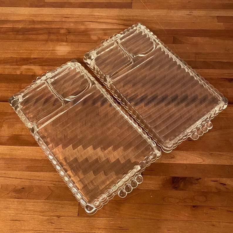 Vintage Lunch Snack Tray Orchard Crystal Pattern Hazel Atlas Depression ...