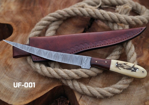 Fillet Fishing Knife Handmade Damascus Steel Fillet Fishing | Etsy