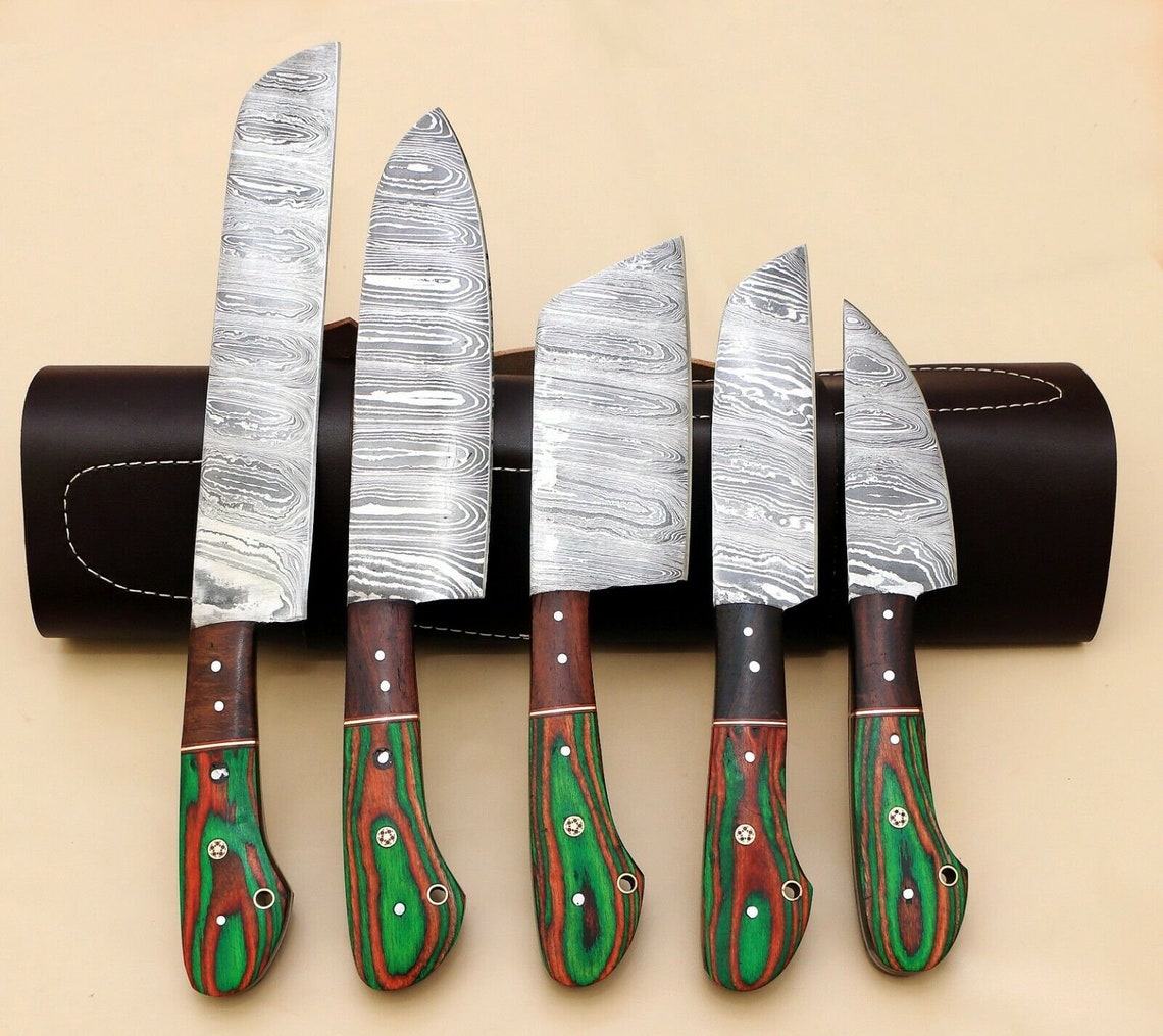Handgemachte Damaskus Koch Messer Set Küchenmesser-Set von 5 | Etsy