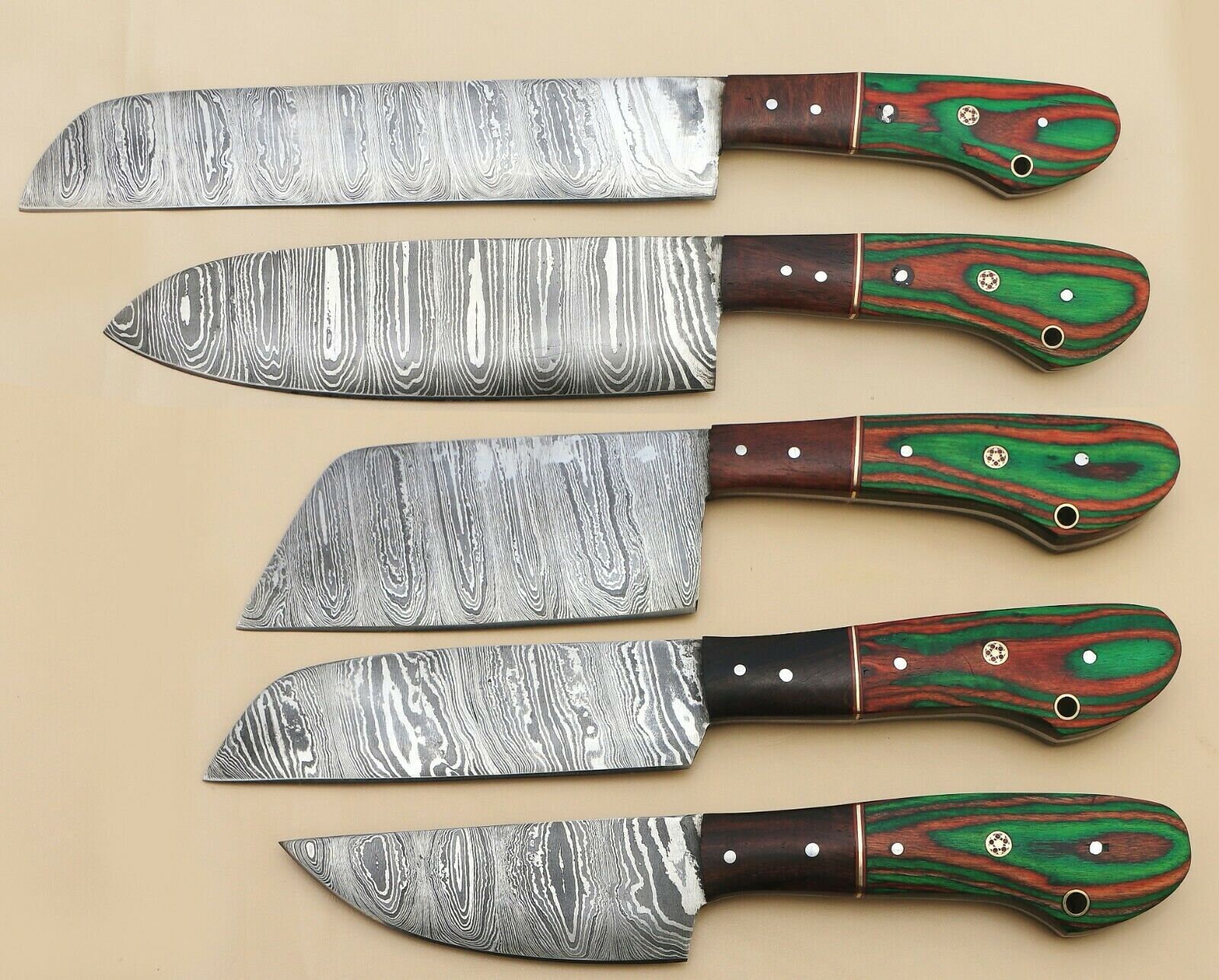 Handgemachte Damaskus Koch Messer Set Küchenmesser-Set von 5 | Etsy