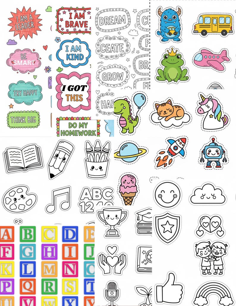 Kids Vision Board Printable Kit | Goal Setting Workbook With Stickers ...